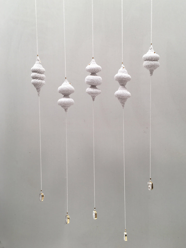 "Hanging Pods" - Large White Woven Hanging Sculptures with Gold Plated ...