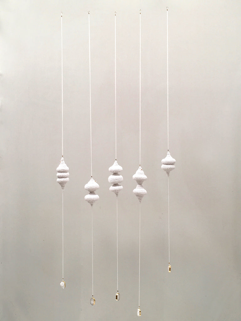 "Hanging Pods" - Large White Woven Hanging Sculptures with Gold Plated ...