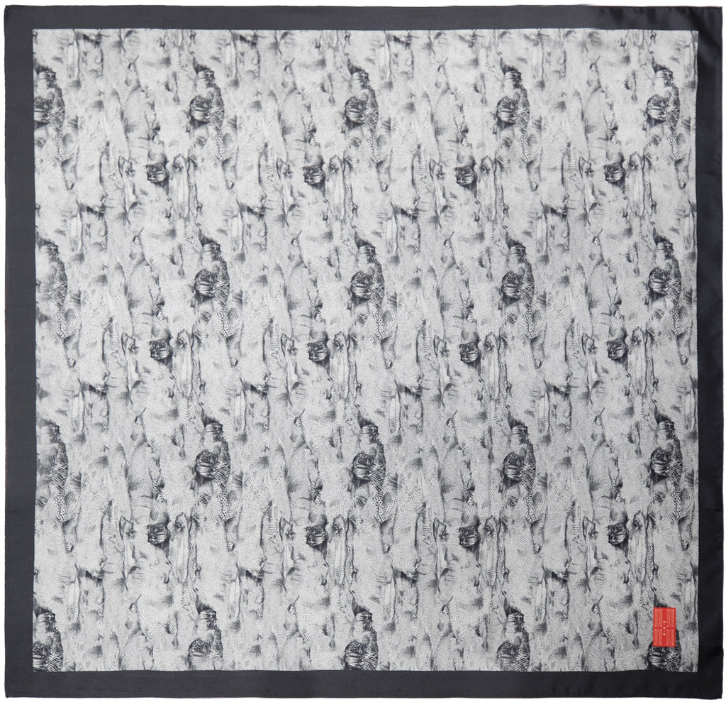 Rainbow Serpent Silk Twill Scarf, Graphite – Mondopiero