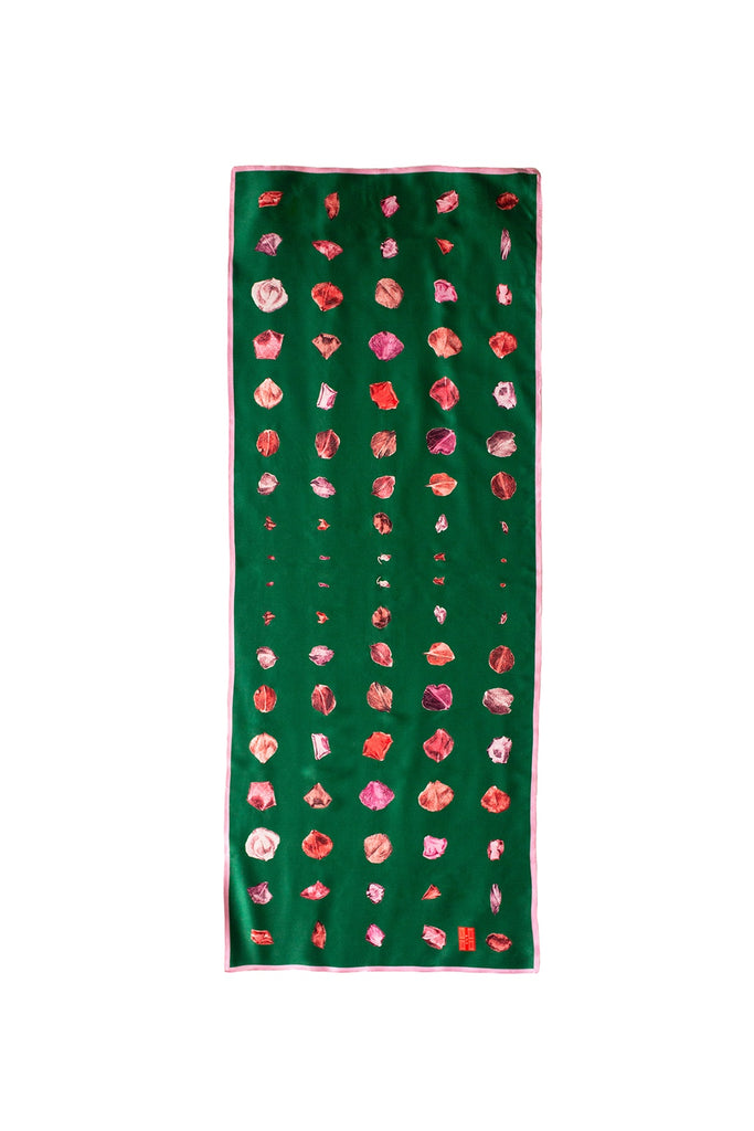 House of Rolfe - Rose Petal Emerald Silk Satin Scarf - Mondopiero