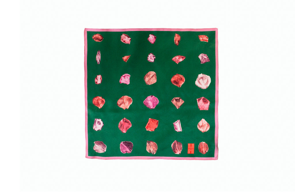 House of Rolfe - Rose Petal Emerald Silk Satin Scarf - Mondopiero